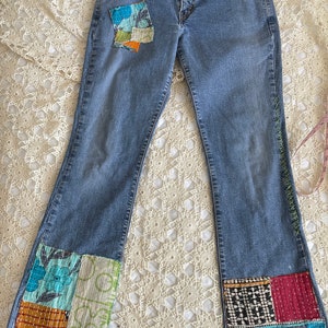 Patchwork Kantha Upcycled Vintage Levis Boho Jeans OOAK 7M - Etsy