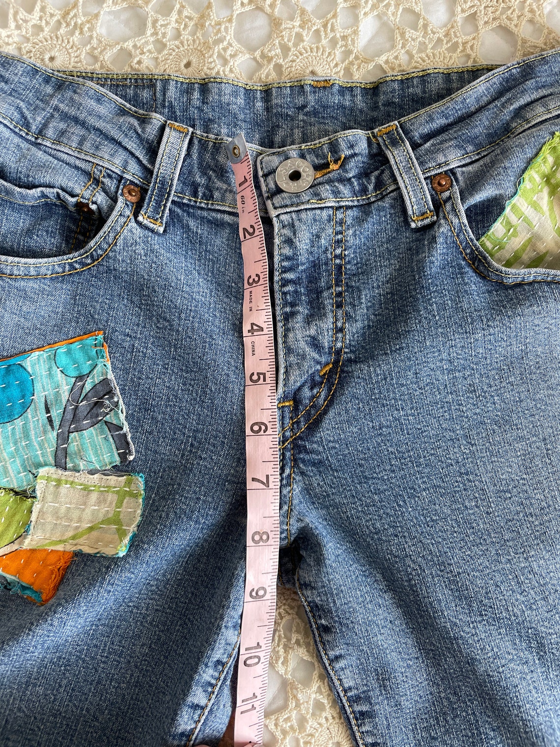 Patchwork Kantha Upcycled Vintage Levis Boho Jeans OOAK 7M - Etsy