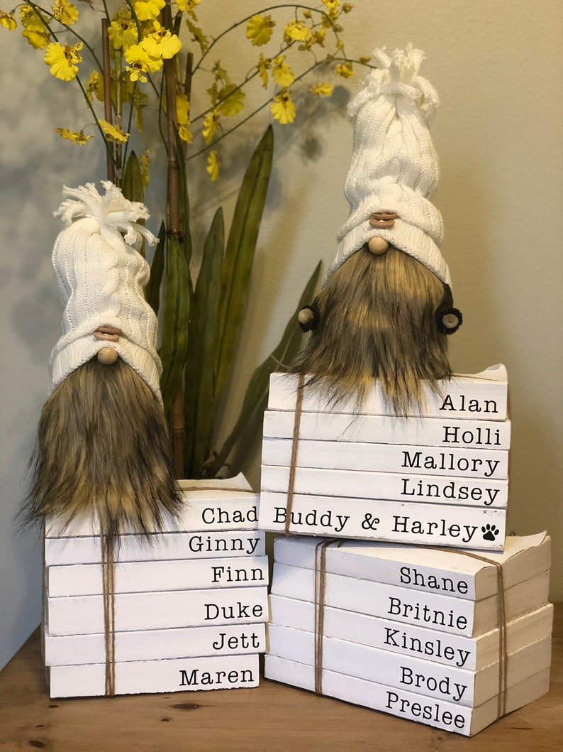 Stamped books / personalized books / stacked books / shabby | Etsy