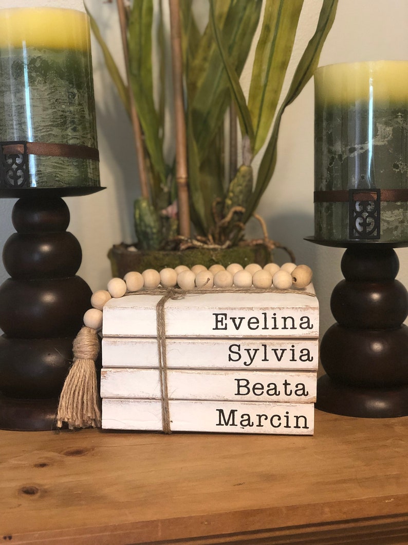 Stamped books / personalized books / stacked books / shabby | Etsy