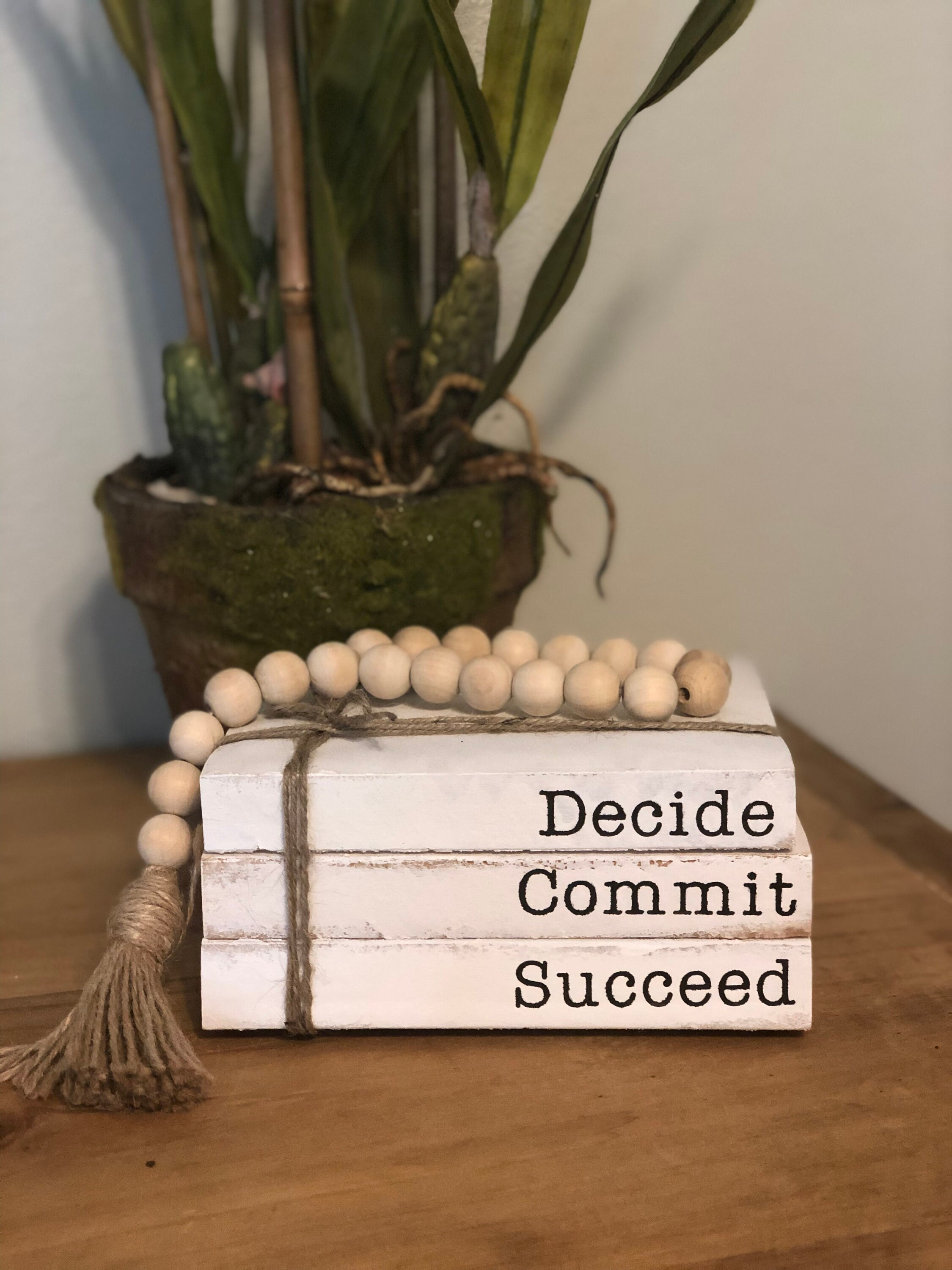 Decide / Commit / Succeed / Book Trio / Stacked Books / Stamped Books / Motivational Decor ...
