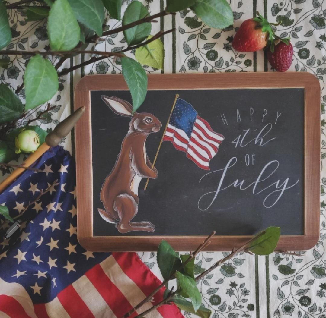 Patriotic Rabbit Slate {summer, Home Decor} - Etsy