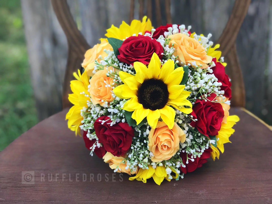 Rose and Sunflower Bouquet, Wedding Bouquet, Sunflower Bouquet ...