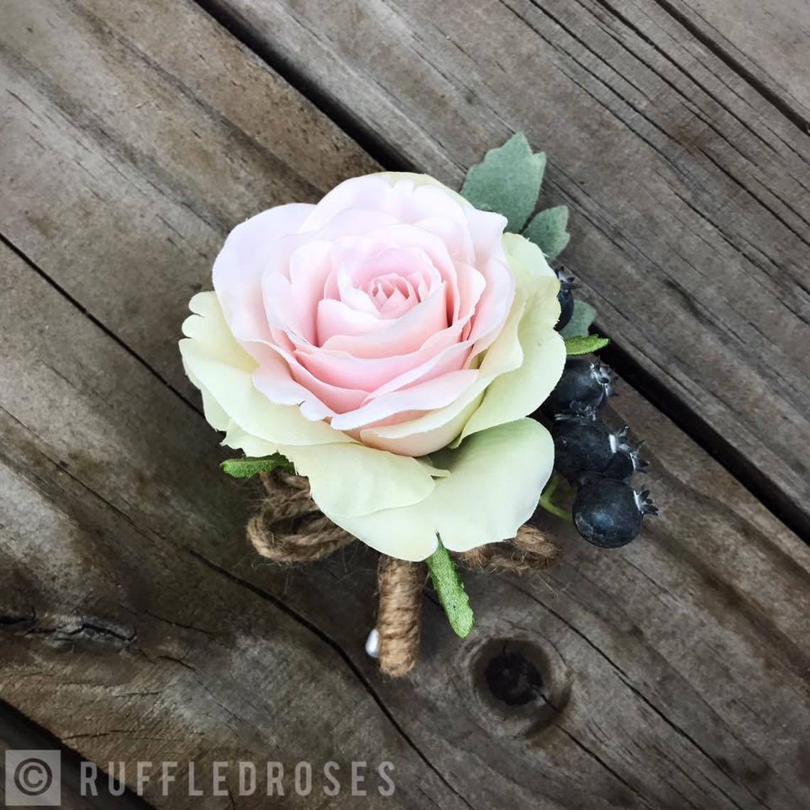 Boutonniere Blush Boutonniere Pink Rose Boutonniere Rose - Etsy