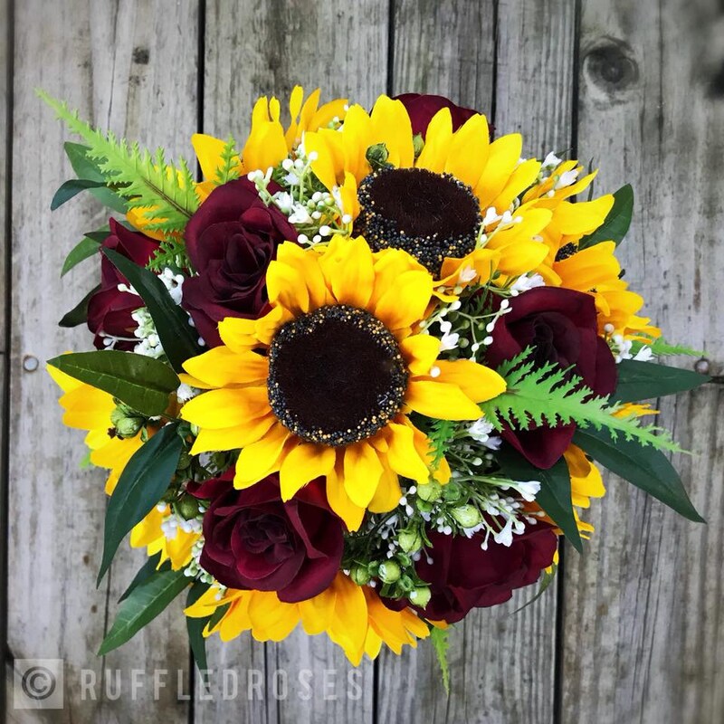 Sunflower and Rose Bouquet - Etsy