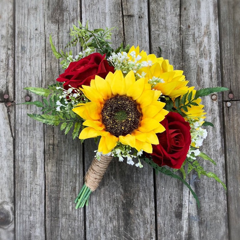 Sunflower and Rose Bouquet - Etsy