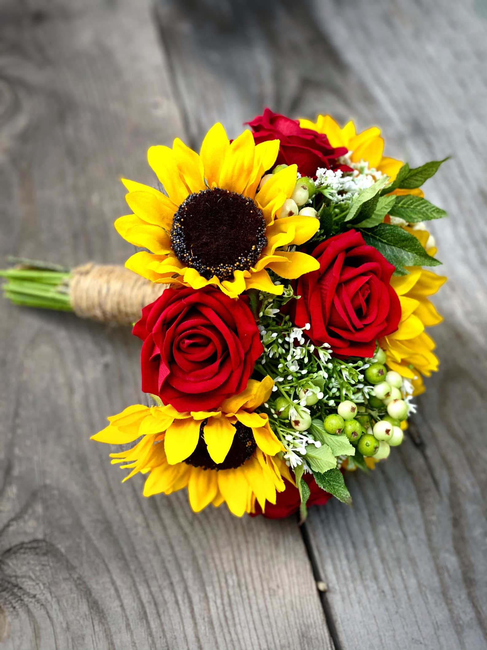 Sunflower Bouquet Sunflower Rose Bouquet Red Rose Bouquet - Etsy