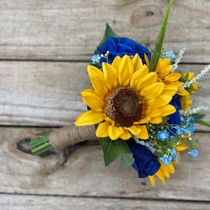 Royal Blue and Sunflower Bouquet, Sunflower and Rose Bride Bouquet ...