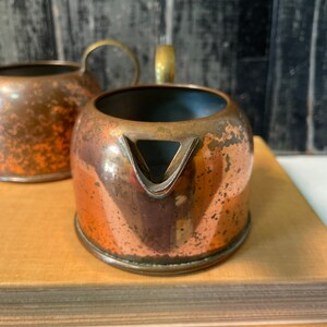 Vintage - Copper and Brass Handled Creamer and Sugar Set, Vintage ...
