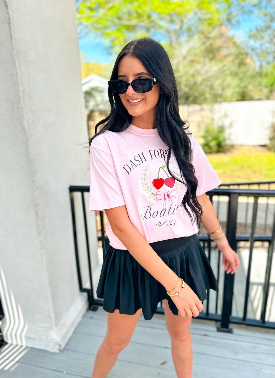 Dash Forward Cherry DTF Graphic Tee, Cutesy Graphic Tee, Ribbon T-shirt ...