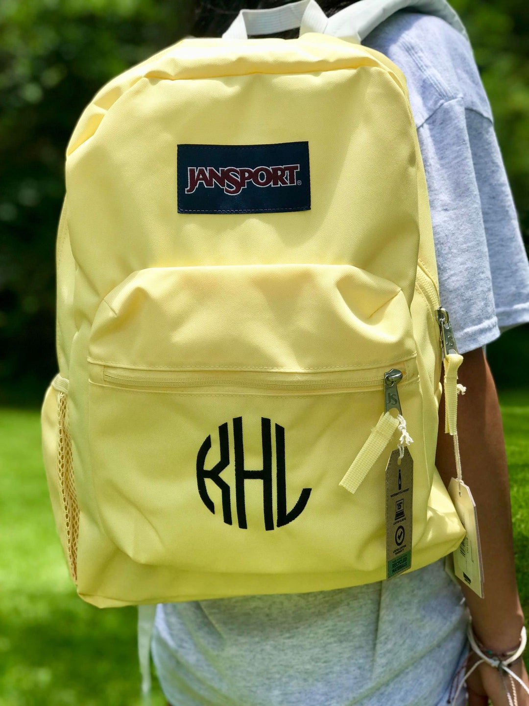 Monogrammed Jansport Bookbag, Pale Yellow Back to School, Initial ...