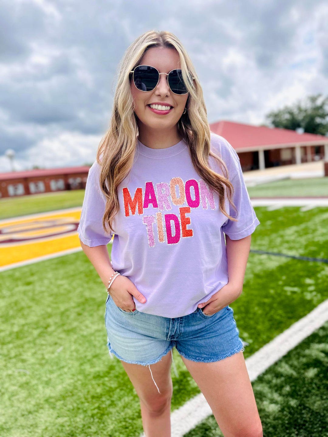 Wavy Chenille Mascot Orchid Graphic Tee #1, Back to School, Custom ...