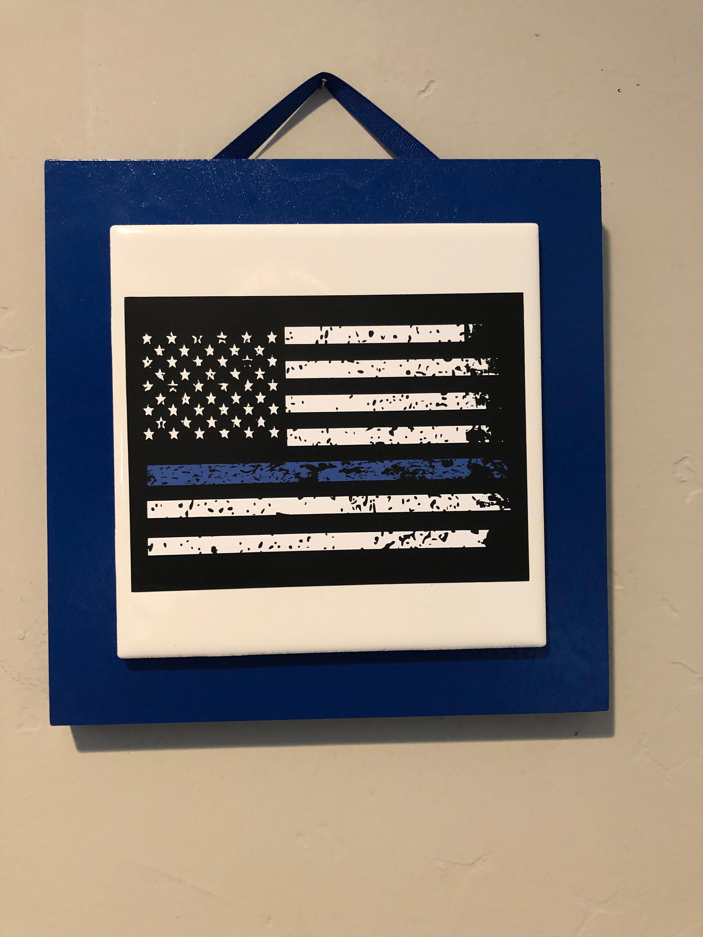 Thin Blue Line Ceramic Tile Sign | Etsy