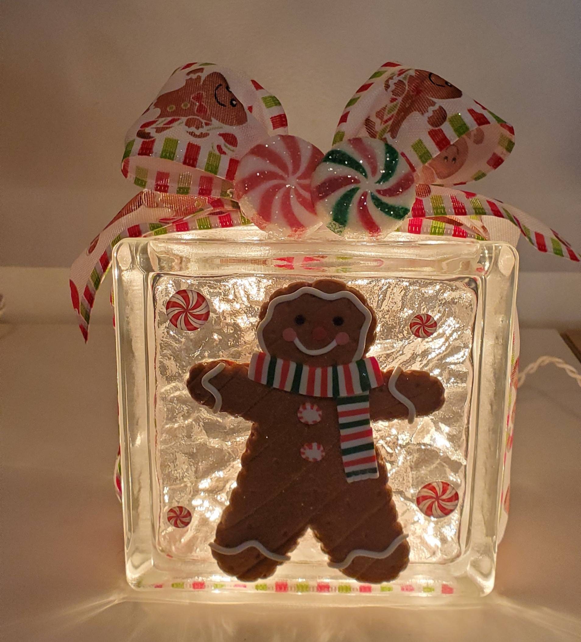 Christmas Lighted Glass Block Gingerbread Man Light | Etsy
