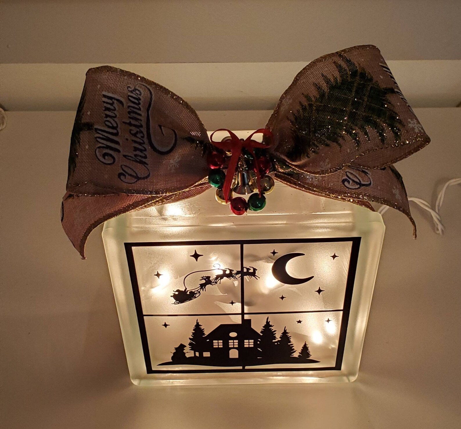 Christmas Lighted Glass Block Winter Window Scene - Etsy
