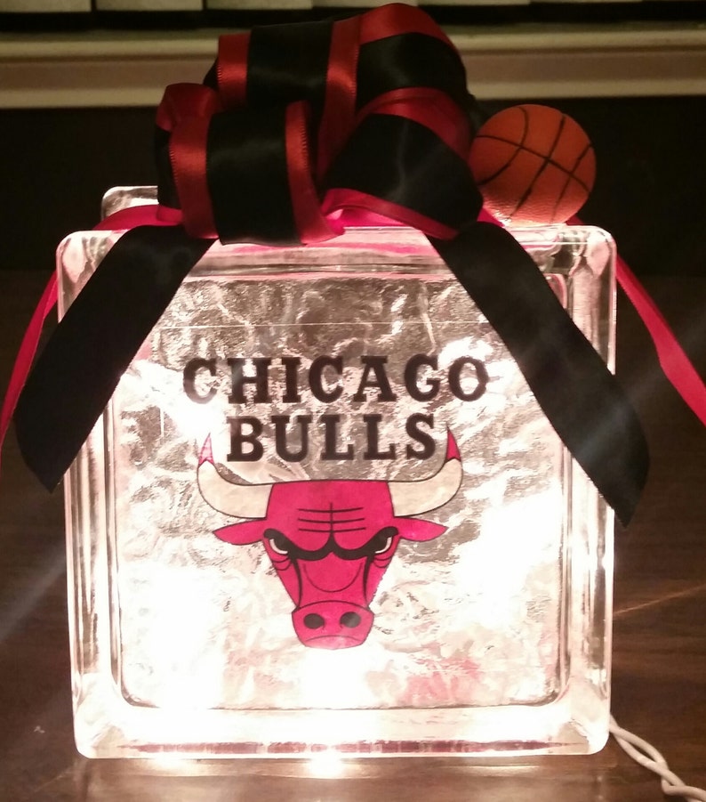 CHICAGO BULLS Lighted Glass Block, Father's Day Gift - Etsy