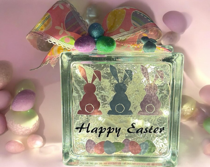 EASTER Lighted Glass Block - Etsy