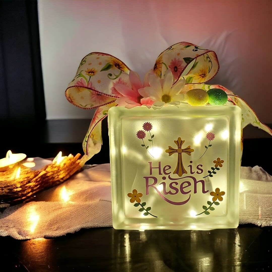 EASTER Lighted Glass Block | Spring Nightlight - Etsy
