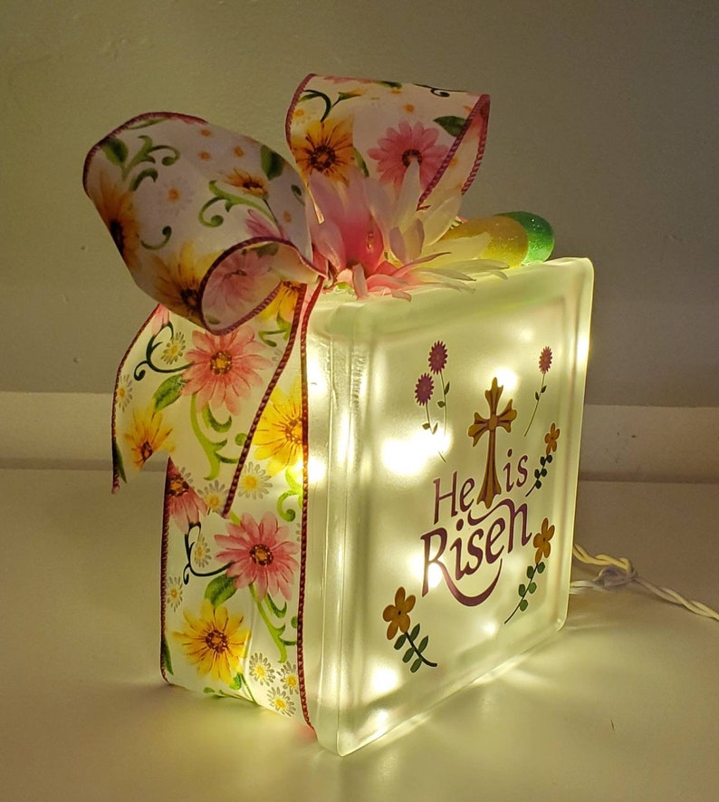 EASTER Lighted Glass Block | Spring Nightlight - Etsy