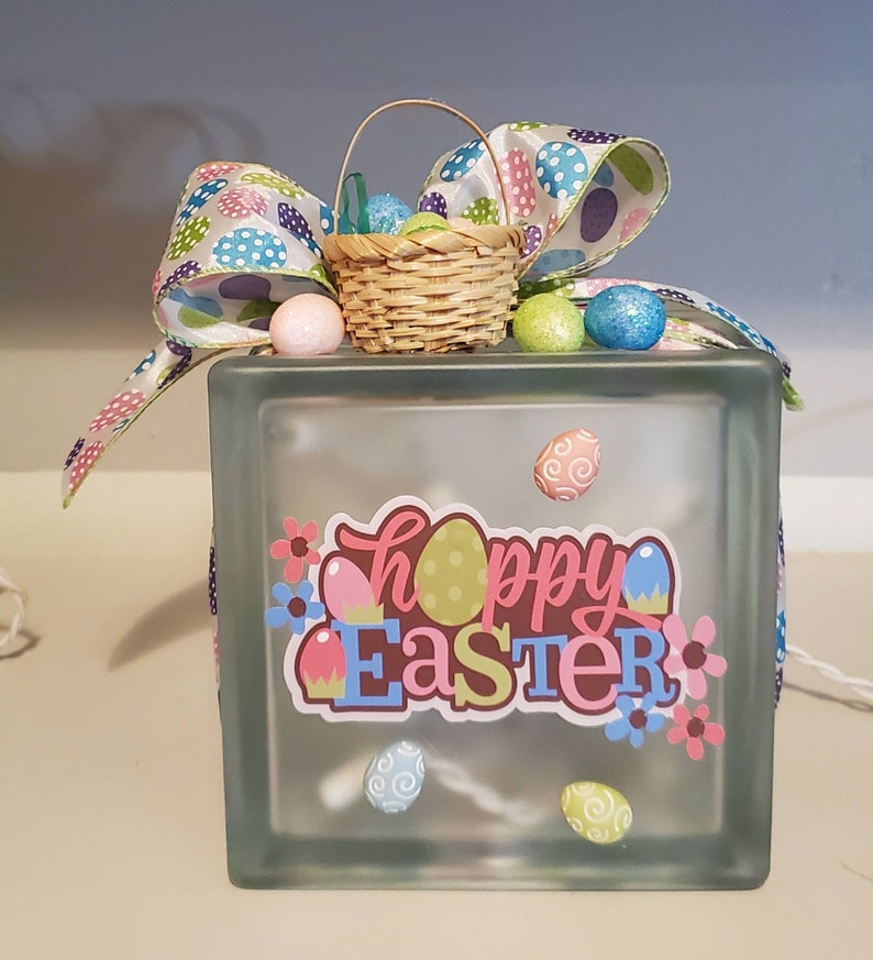 EASTER Lighted Glass Block | Etsy