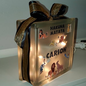 LION KING Lighted Glass Block | Disney Decor - Etsy