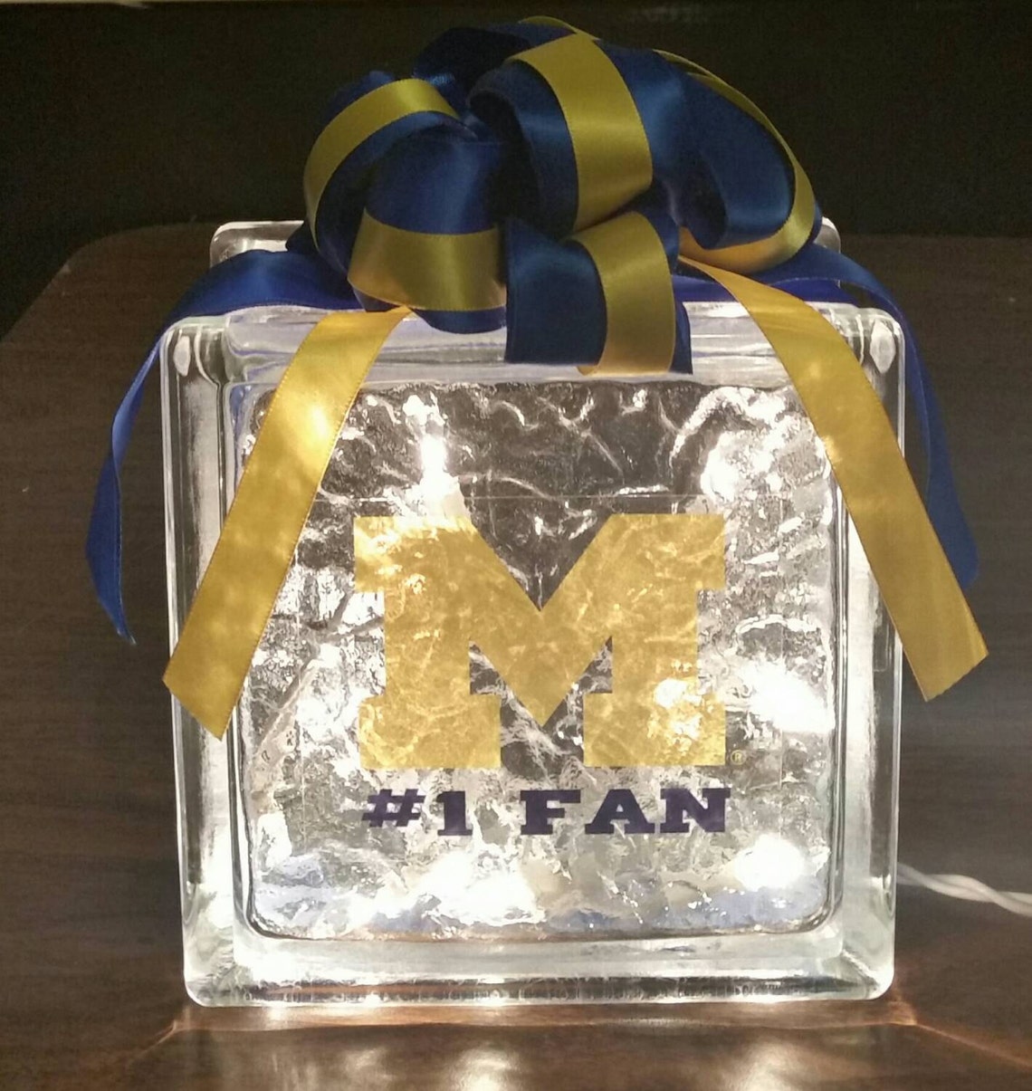 MICHIGAN WOLVERINES Lighted Glass Block Nightlight and - Etsy
