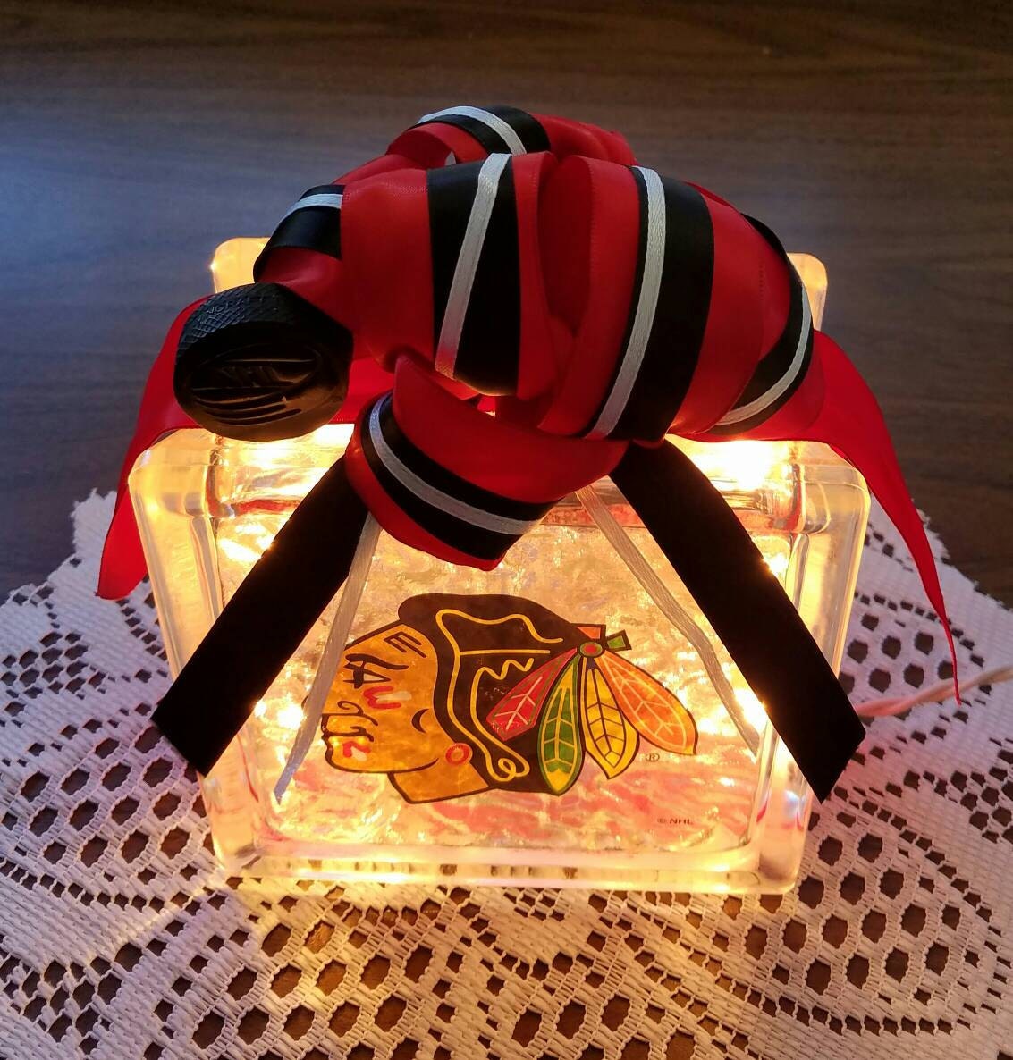 CHICAGO BLACKHAWKS Hockey Lighted Glass Block Nightlight and - Etsy