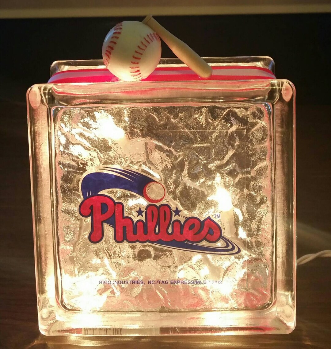 PHILADELPHIA PHILLIES Béisbol Iluminado Bloque de vidrio luz luz y ...