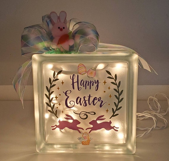 EASTER Lighted Glass Block - Etsy