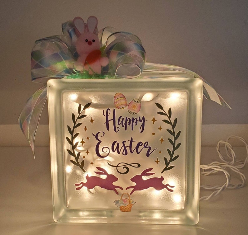 EASTER Lighted Glass Block - Etsy