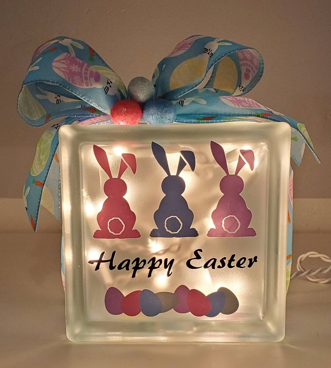 EASTER Lighted Glass Block - Etsy