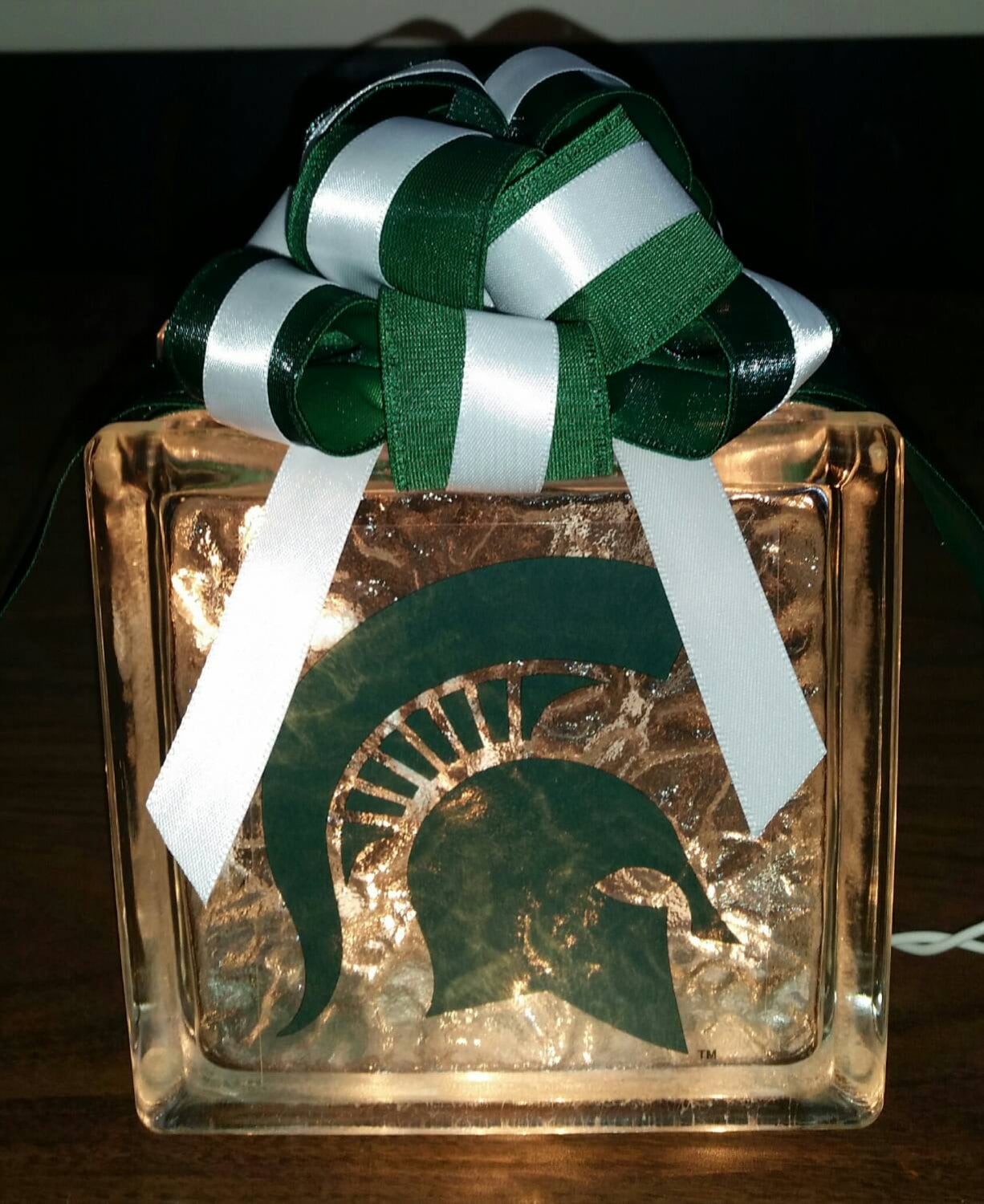 MICHIGAN STATE SPARTANS Lighted Glass Block Nightlight or - Etsy