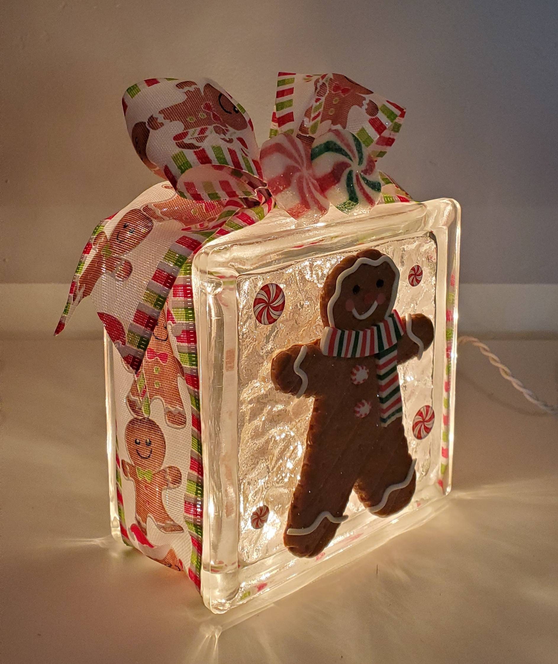 Christmas Lighted Glass Block Gingerbread Man Light | Etsy