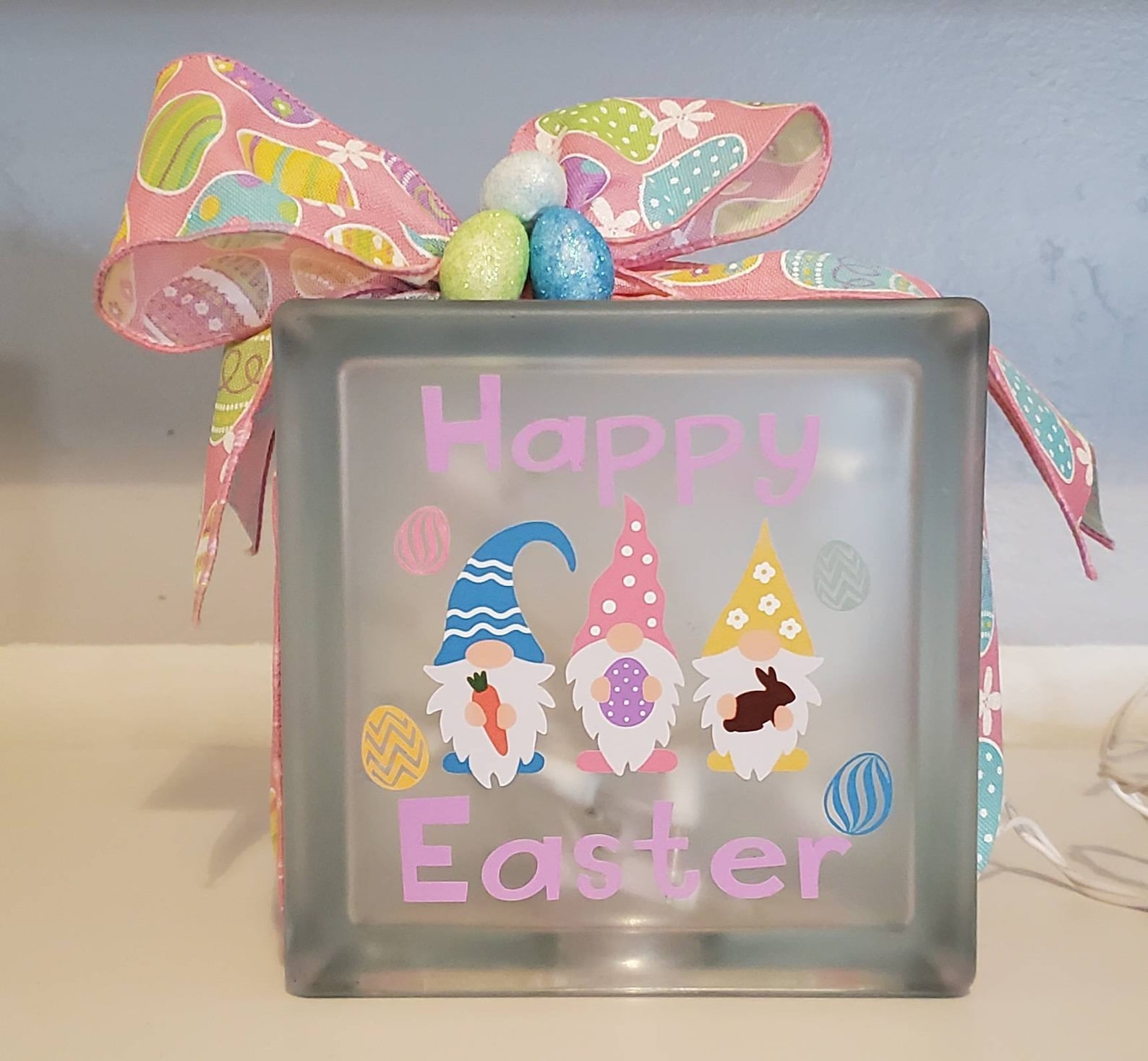 Easter Lighted Glass Block | Gnome Easter - Etsy