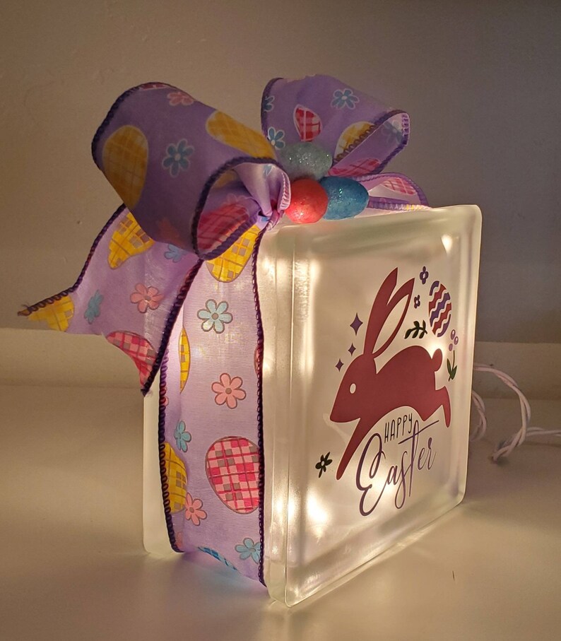 EASTER Lighted Glass Block - Etsy