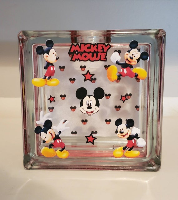 Glass Block Bank DISNEY'S MICKEY MOUSE Glass Bank - Etsy