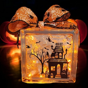 HALLOWEEN Lighted Glass Block - Etsy