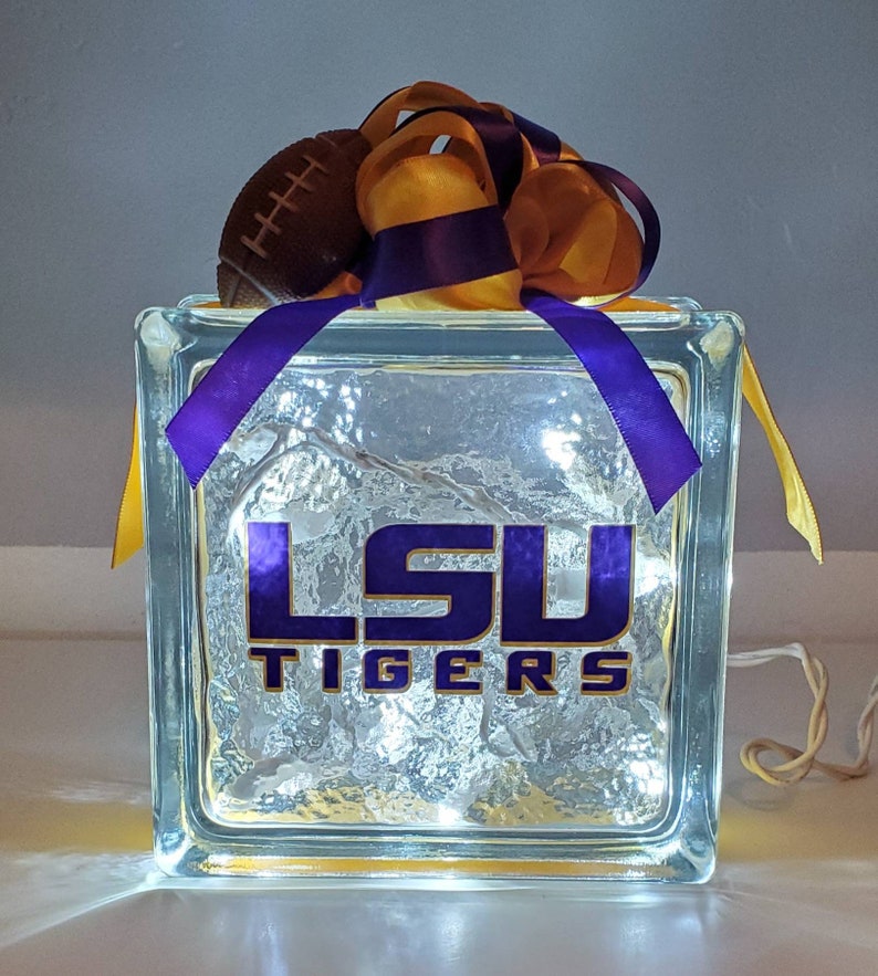 LSU TIGERS Lighted Glass Block Nightlight and Decor louisiana - Etsy