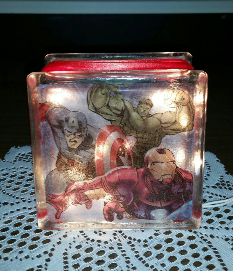 Avengers Lighted Glass Block Nightlight, Superhero Decor - Etsy
