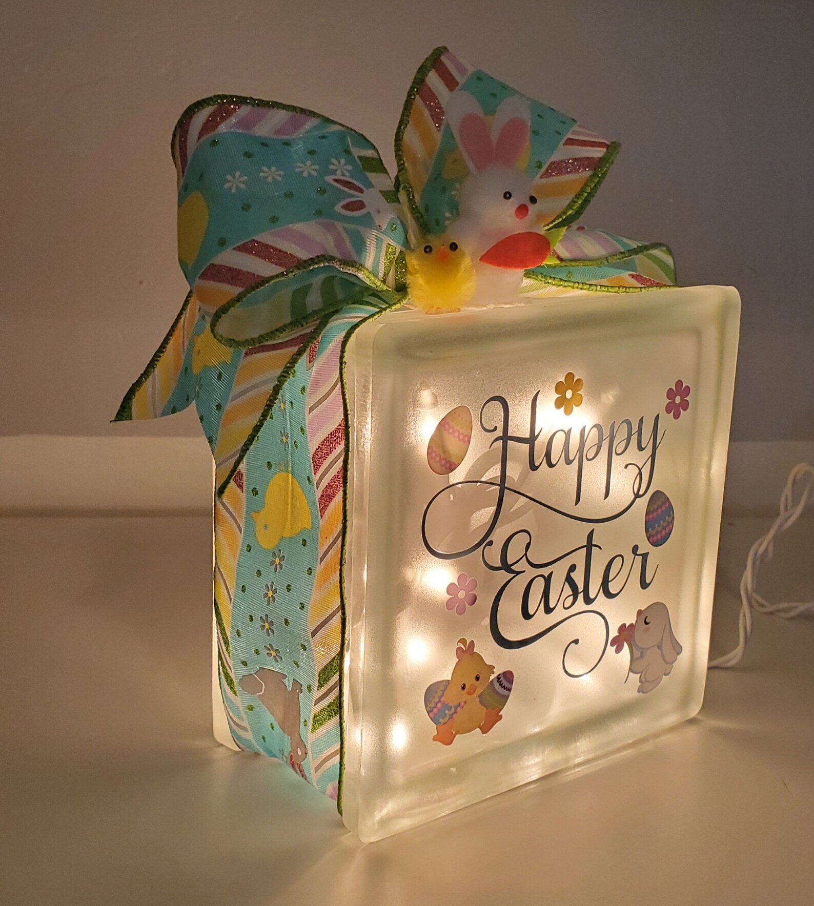 EASTER Lighted Glass Block - Etsy