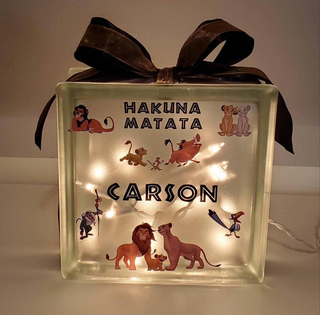 LION KING Lighted Glass Block | Disney Decor - Etsy