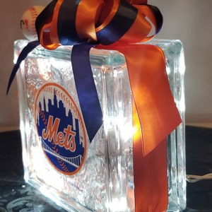 NEW YORK METS Baseball Team Lighted Glass Block Nightlight, Father's ...