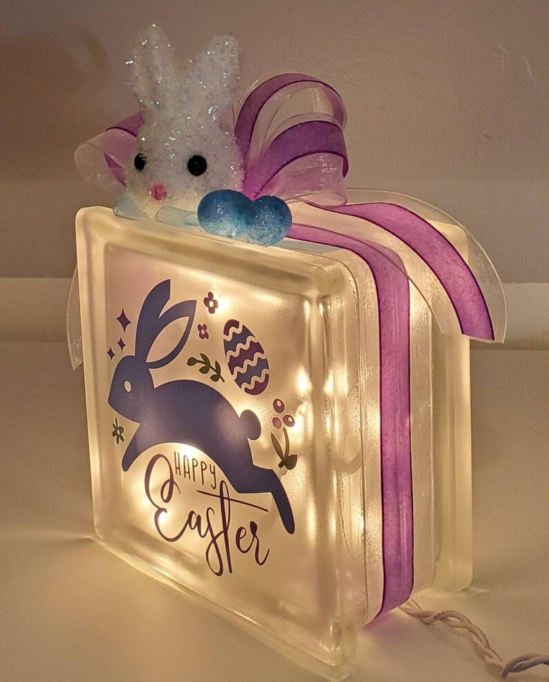 EASTER Lighted Glass Block | Etsy