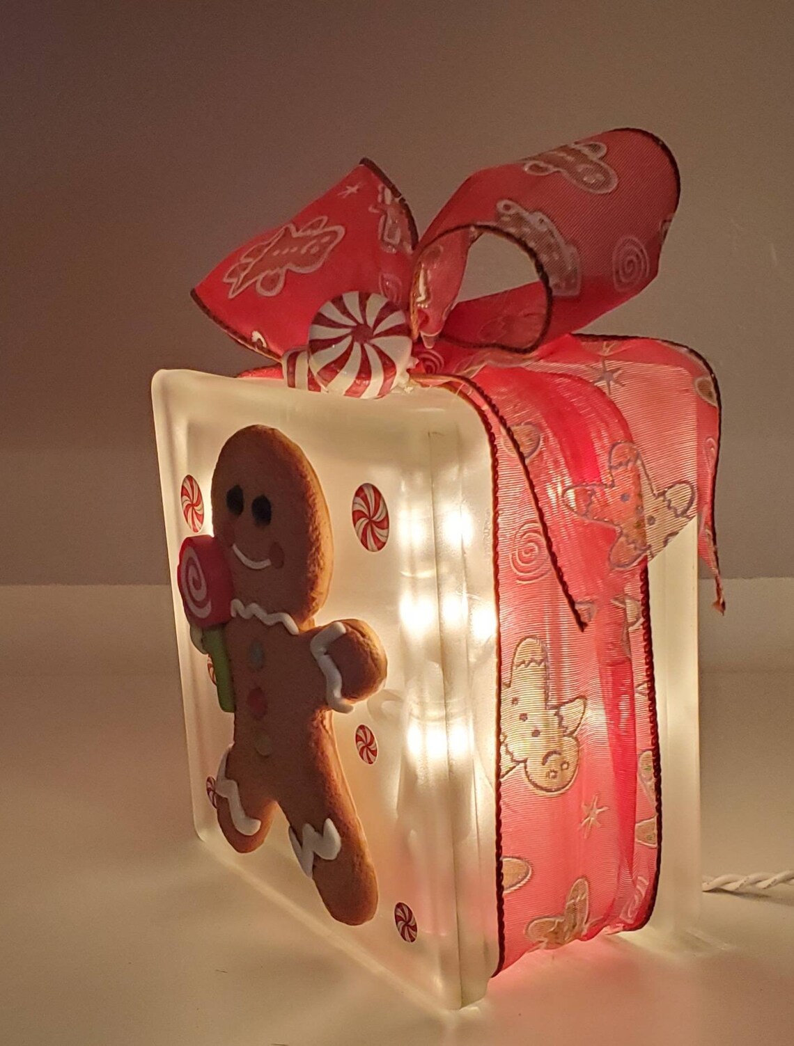 Christmas Lighted Glass Block Gingerbread Man Light | Etsy