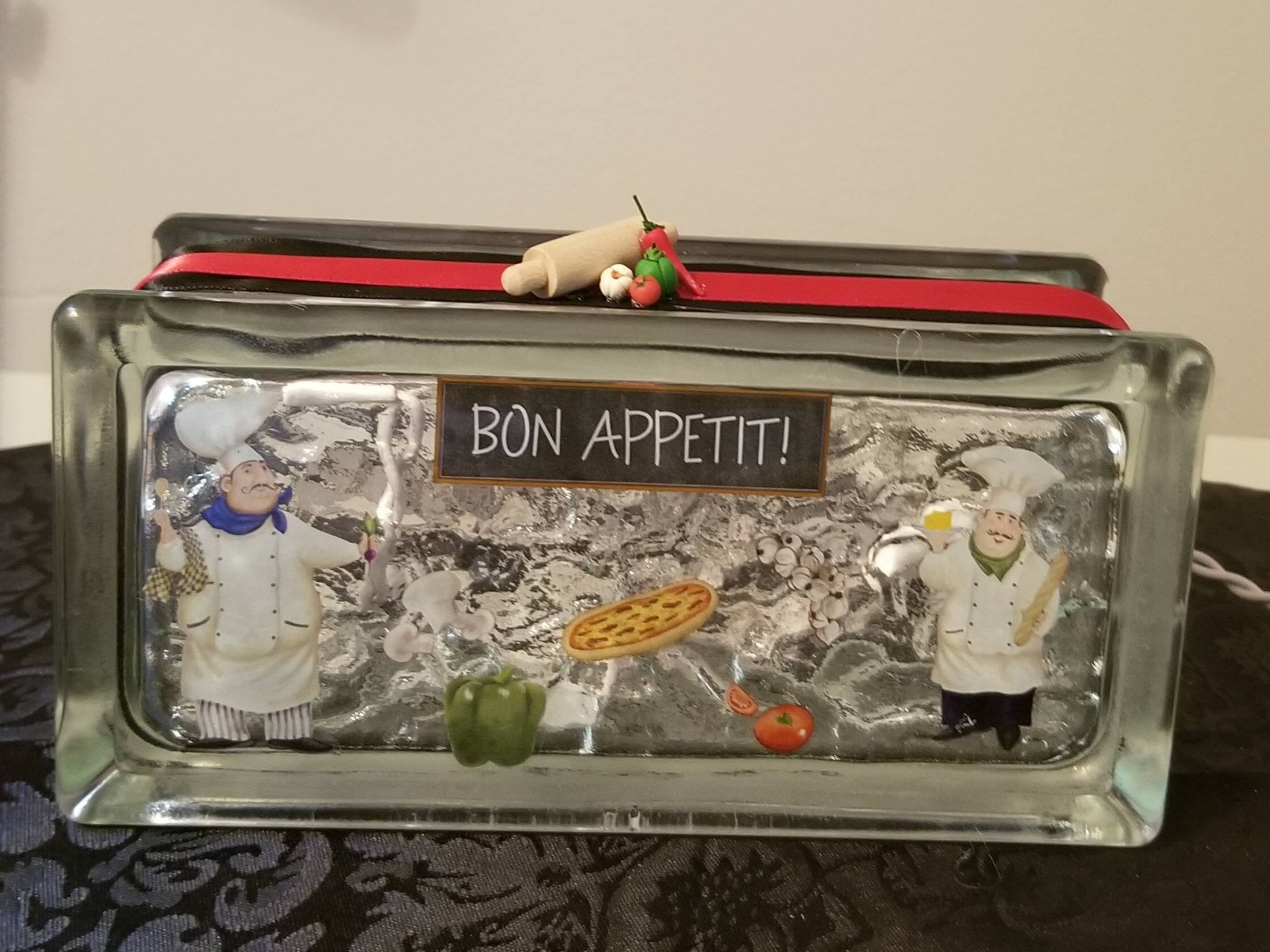 FAT CHEF Themed Lighted Glass Block Kitchen Night Light | Etsy