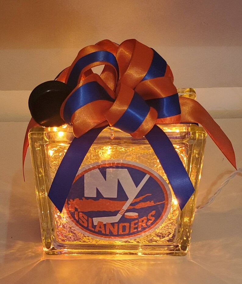 NEW YORK ISLANDERS Hockey Lighted Glass Block, Father's Day Gift - Etsy