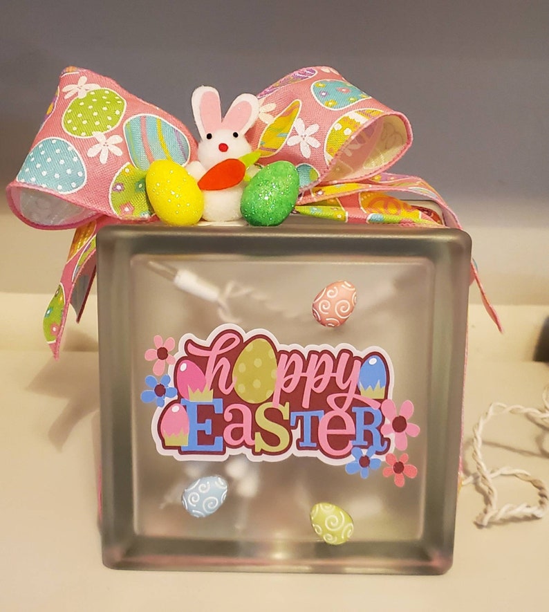 Easter Lighted Glass Block Etsy