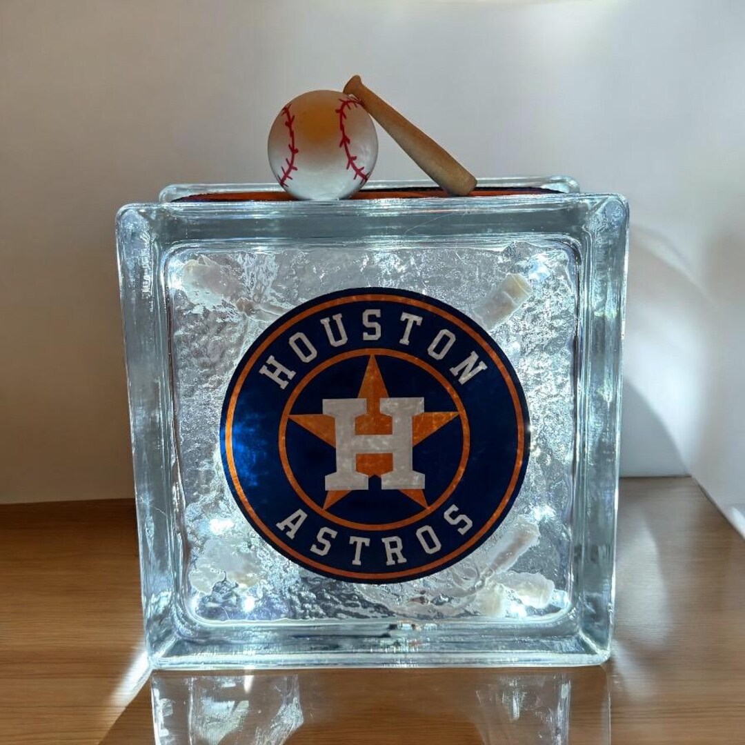 HOUSTON ASTROS Glass Block Light, Father's Day Gift - Etsy