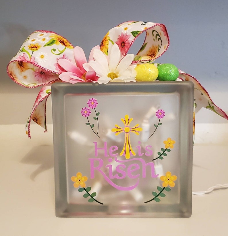 EASTER Lighted Glass Block Spring Nightlight - Etsy