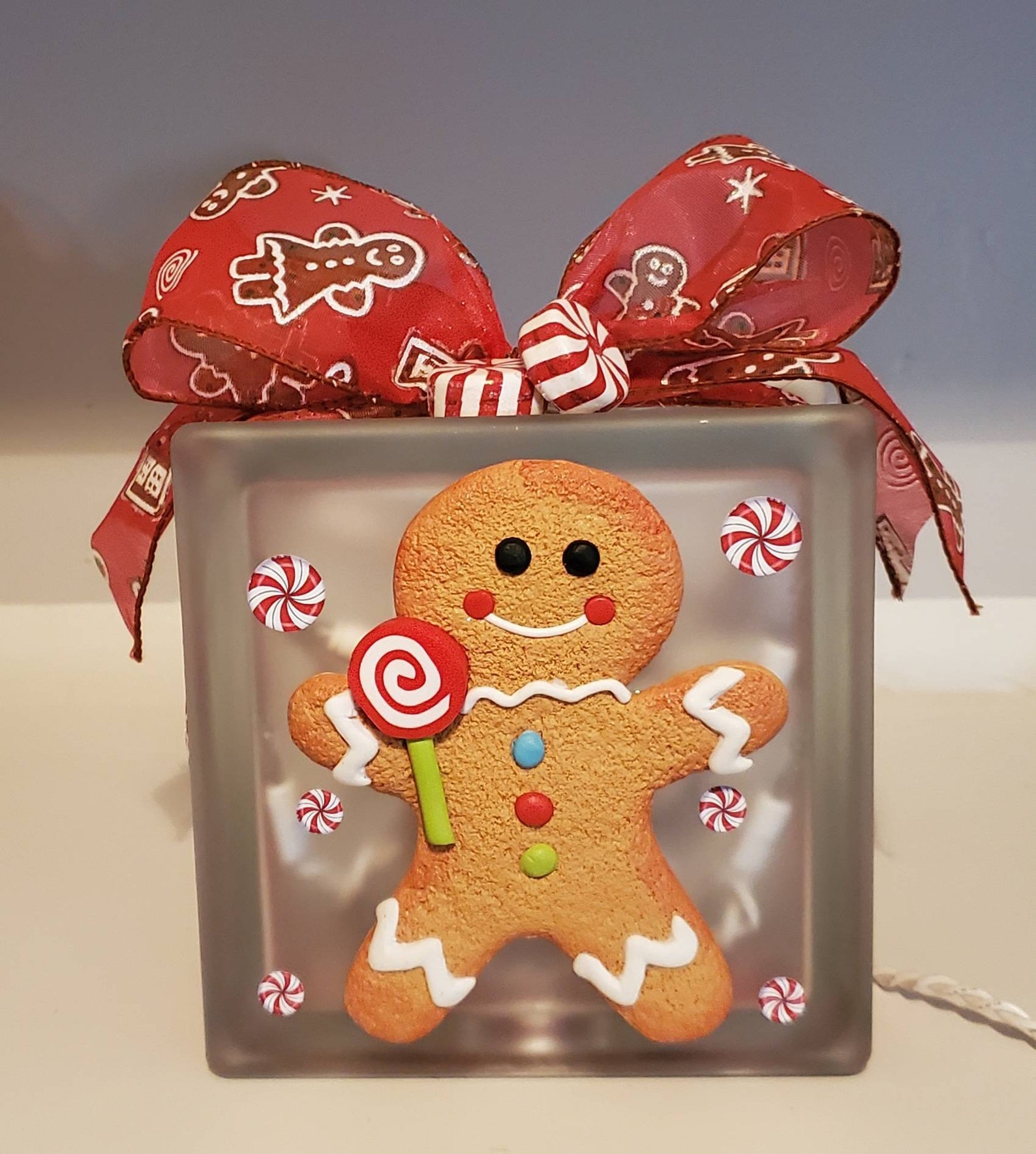 Christmas Lighted Glass Block Gingerbread Man Light | Etsy